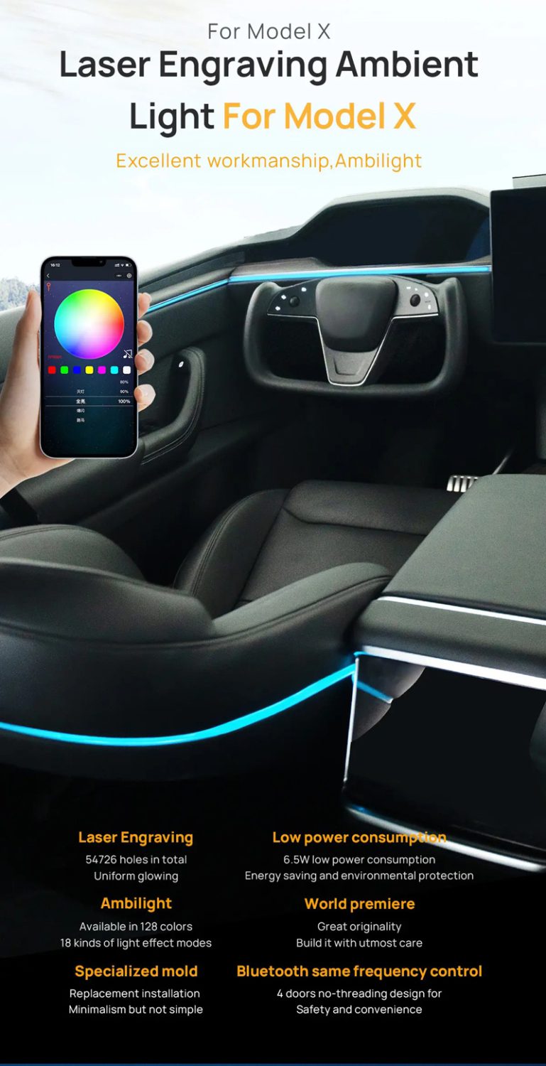 Ambient LED Lighting Upgrade for Tesla Model X in Arizona
